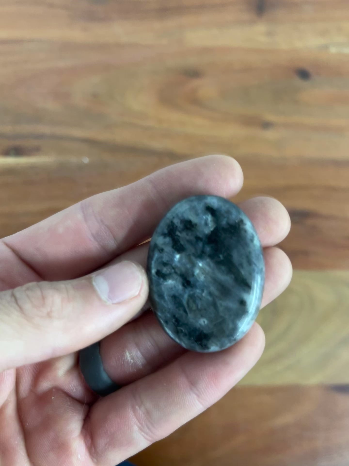 Larvakite Worry Stone – Quartz and Vine